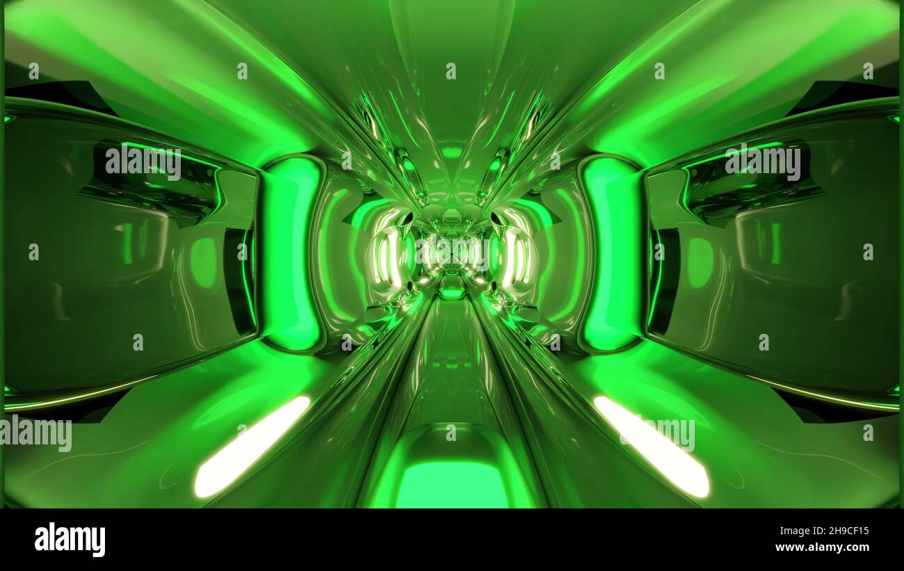 Abstract 3d illustration with green round shaped 4K UHD tunnel Stock ...