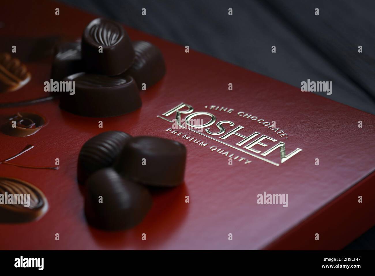 KHARKOV, UKRAINE - JANUARY 11, 2021: Rochen chocolate candies box ...