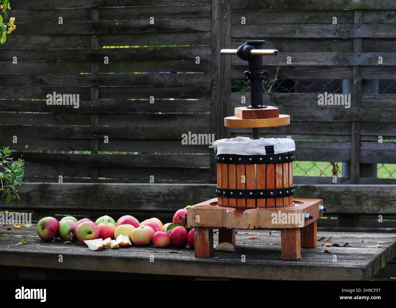 Nice old German juicer in the garden - homemade apple juice from ...