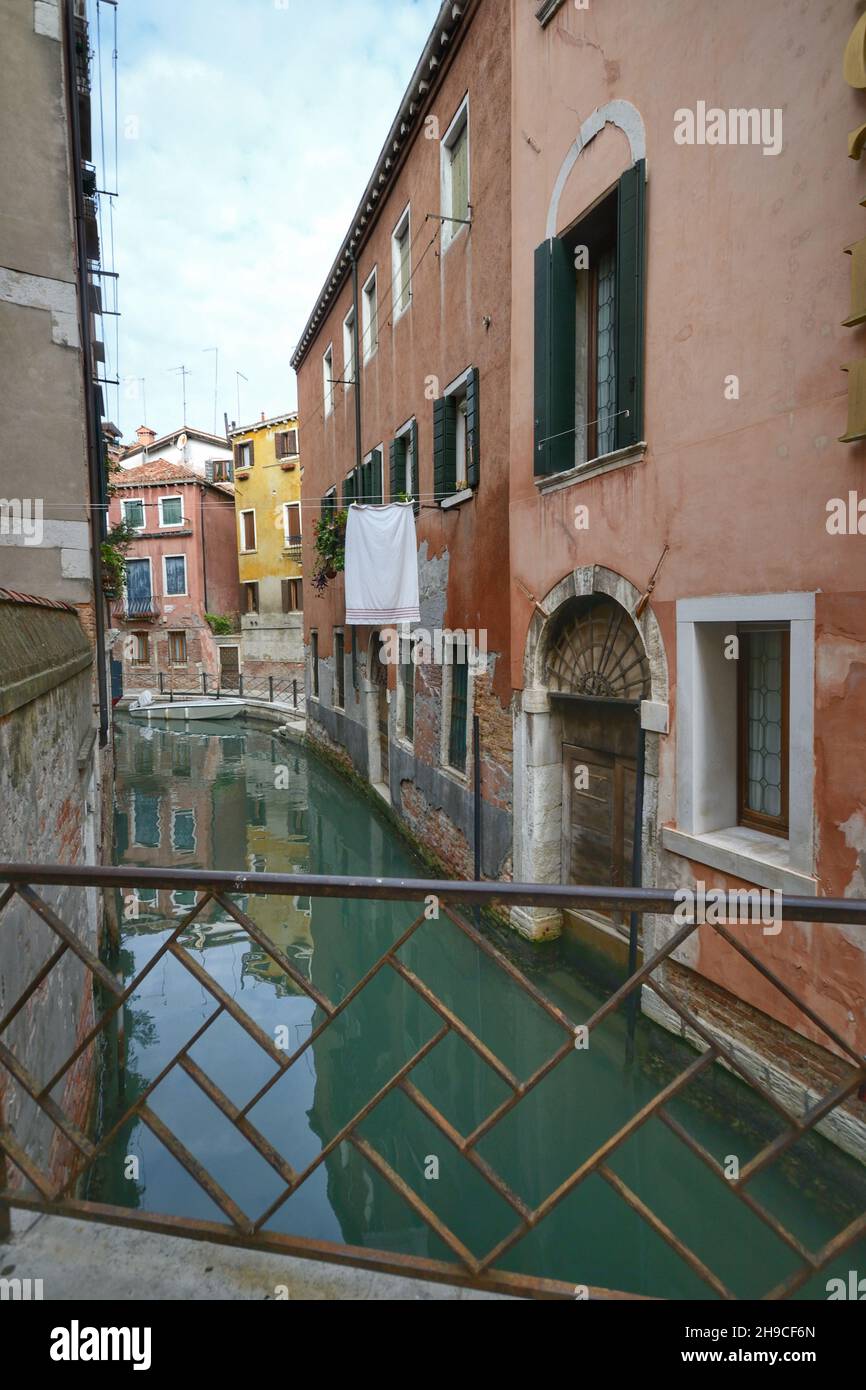 a view of a narrow canal Stock Photo - Alamy