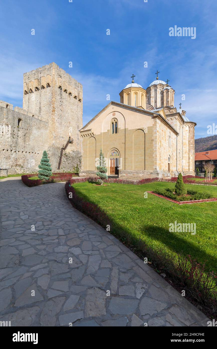 Manasija Monastery also known as Resava. Medieval Serbian Orthodox ...
