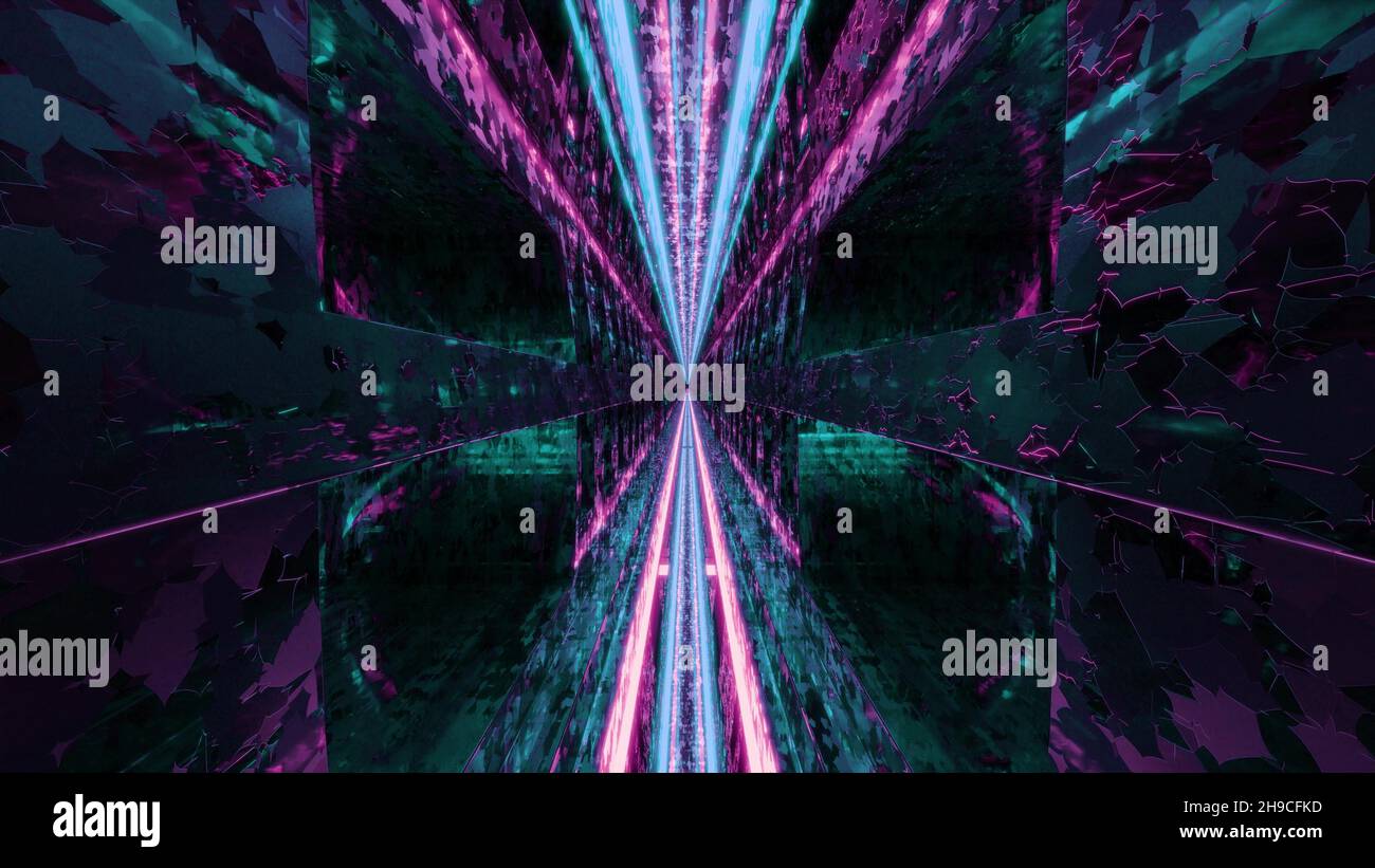 3d illustration with shiny neon rays in 4K UHD tunnel Stock Photo - Alamy