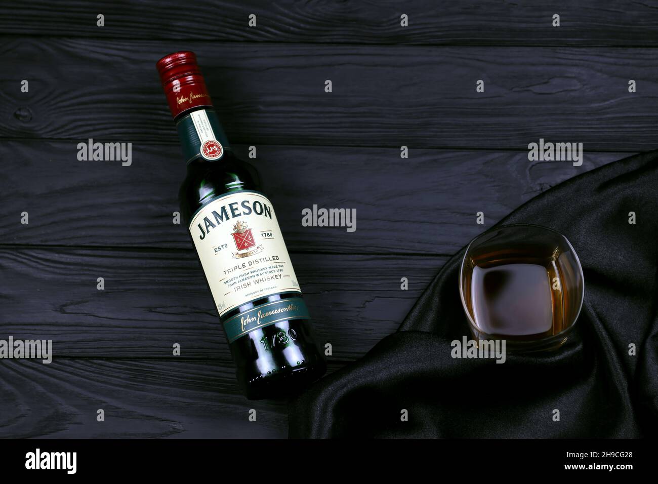 KHARKOV, UKRAINE - DECEMBER 3, 2020: Jameson triple distilled irish ...