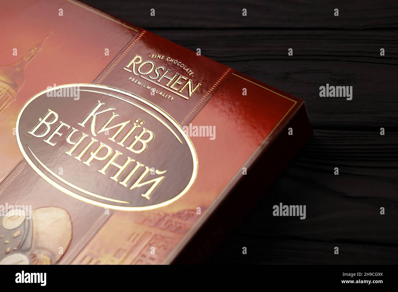 KHARKOV, UKRAINE - JANUARY 11, 2021: Rochen chocolate candies box ...