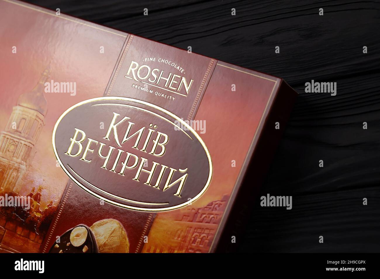 KHARKOV, UKRAINE - JANUARY 11, 2021: Rochen chocolate candies box ...