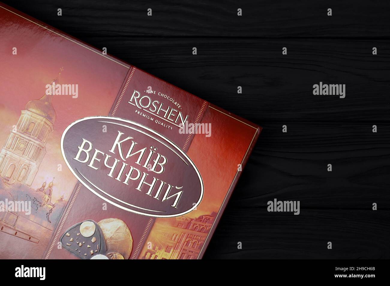 KHARKOV, UKRAINE - JANUARY 11, 2021: Rochen chocolate candies box ...