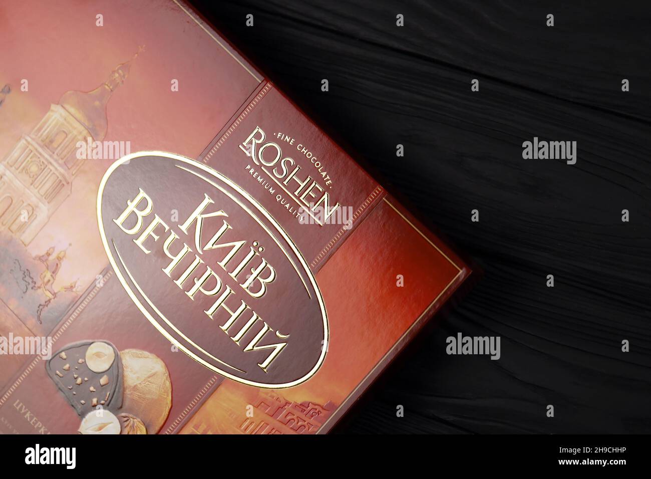 KHARKOV, UKRAINE - JANUARY 11, 2021: Rochen chocolate candies box ...