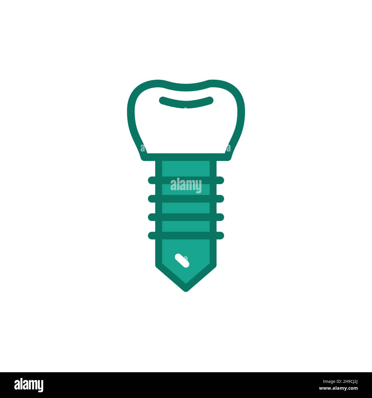 Artificial Tooth Color Line Icon Isolated Vector Element Outline Pictogram For Web Page