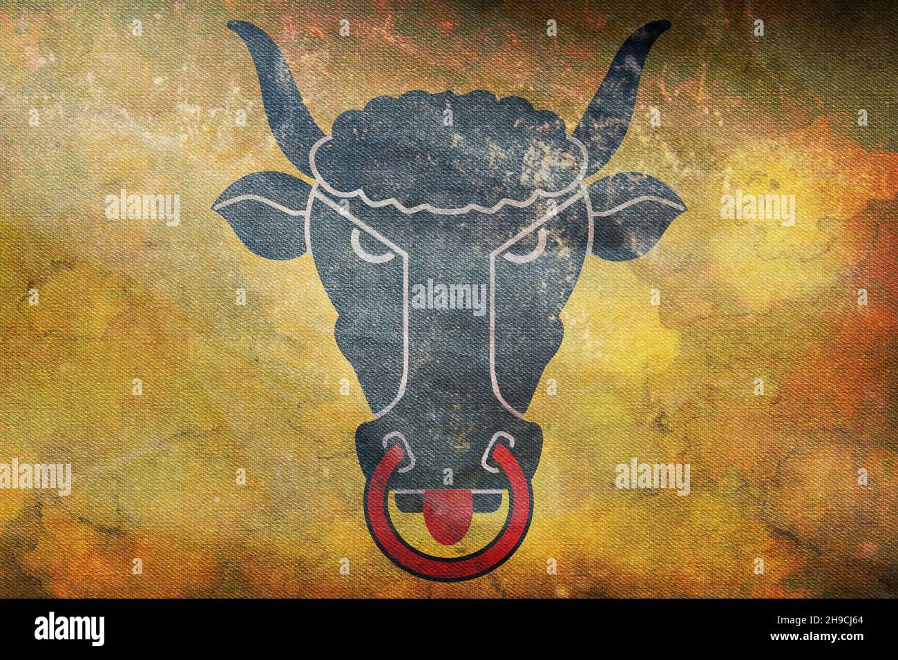 Top view of retro flag Canton of Uri, Switzerland with grunge texture ...