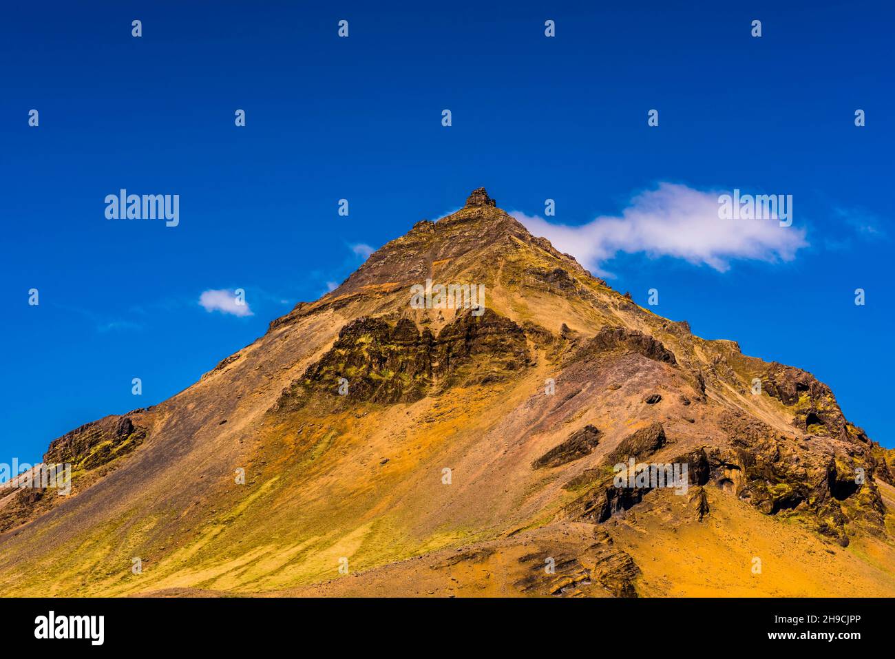 Volcanic peak of Mount Stapafell at the Arnarstapi Cliffs, Snaefellsnes ...
