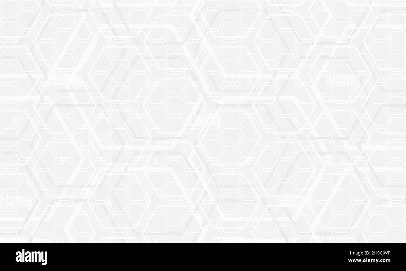 Light gray hexagonal technology vector abstract background. White hexagon patern modern ...