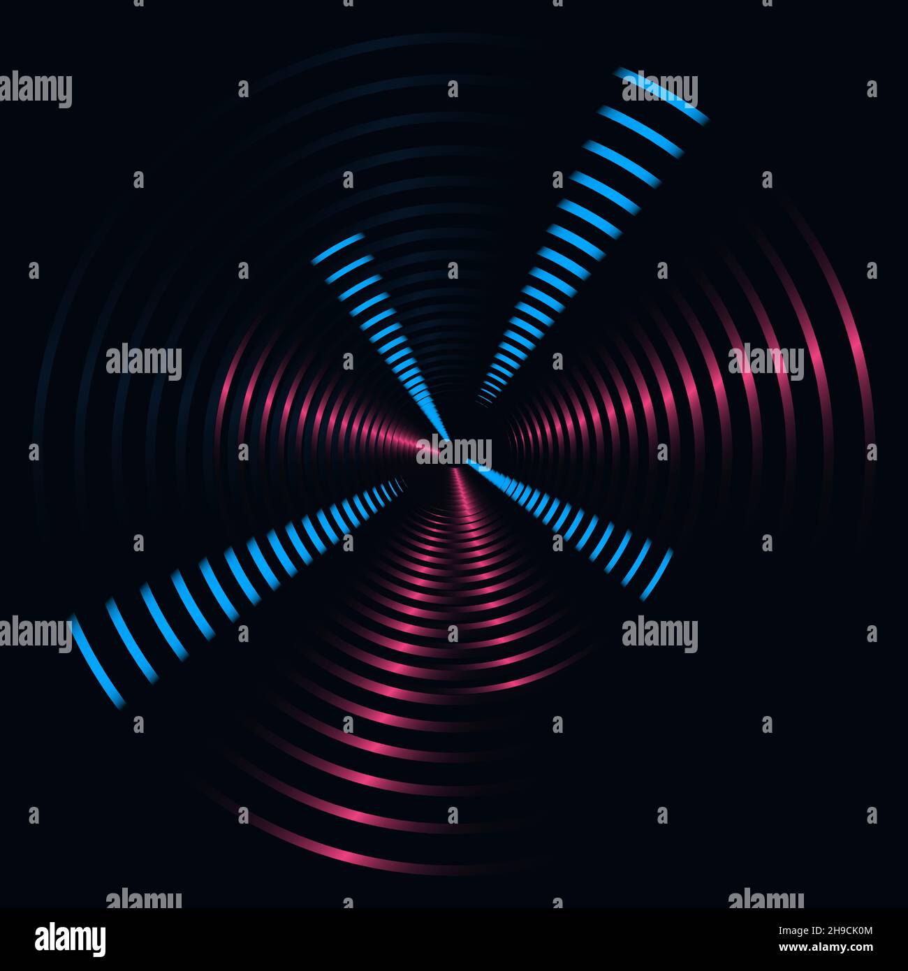 Vector electronic blue and pink light rounds on black background ...