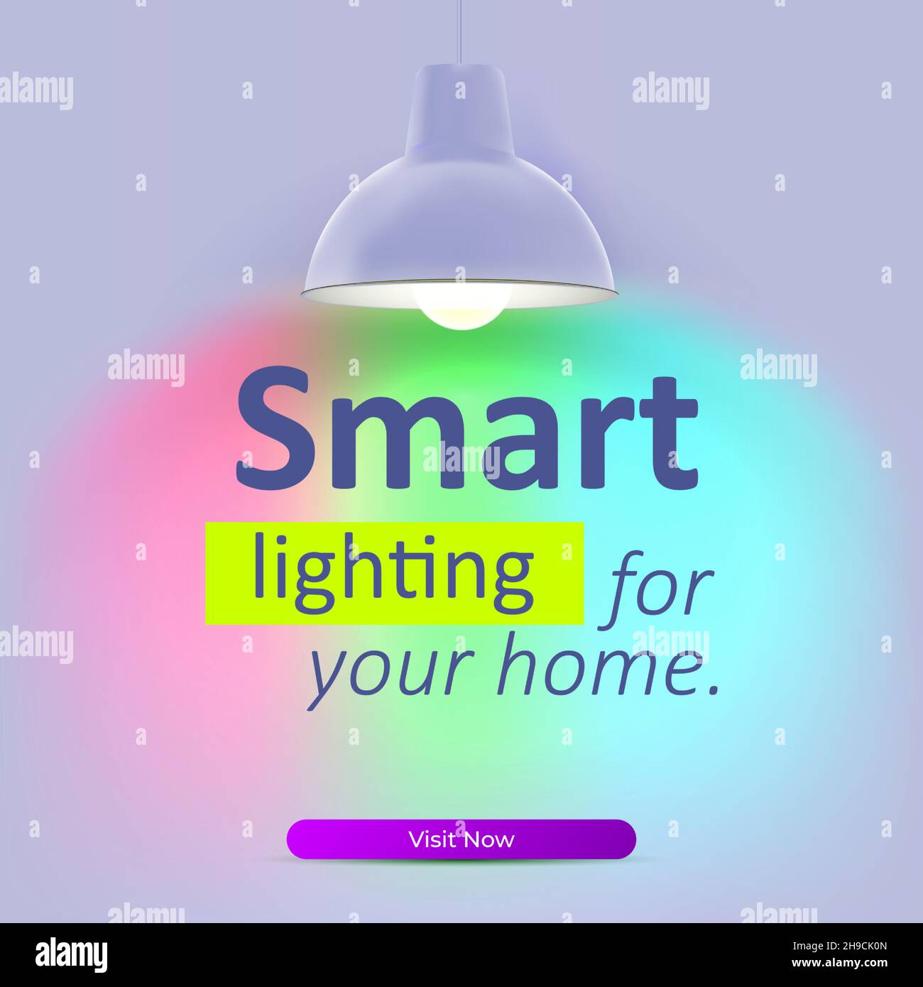 Hanging lamp with smart led bulb on multicolor background. Smart ...