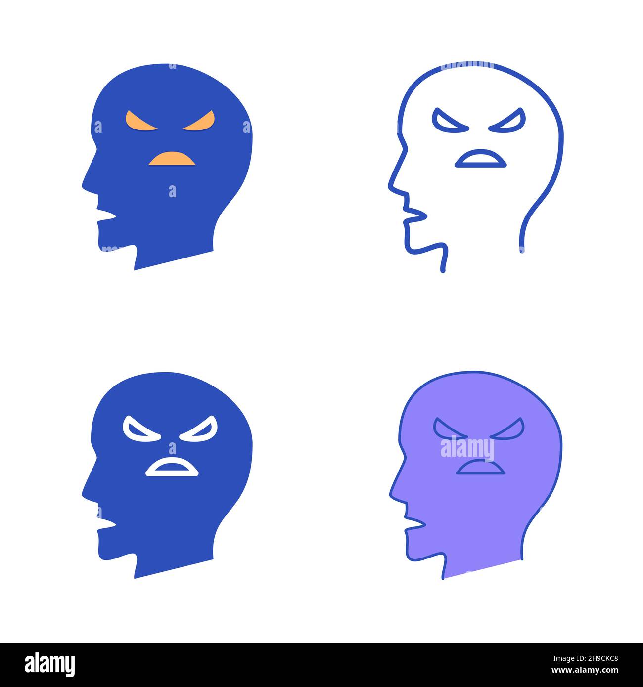 Psychosis icon set in flat and line style. Mental illness symbol ...