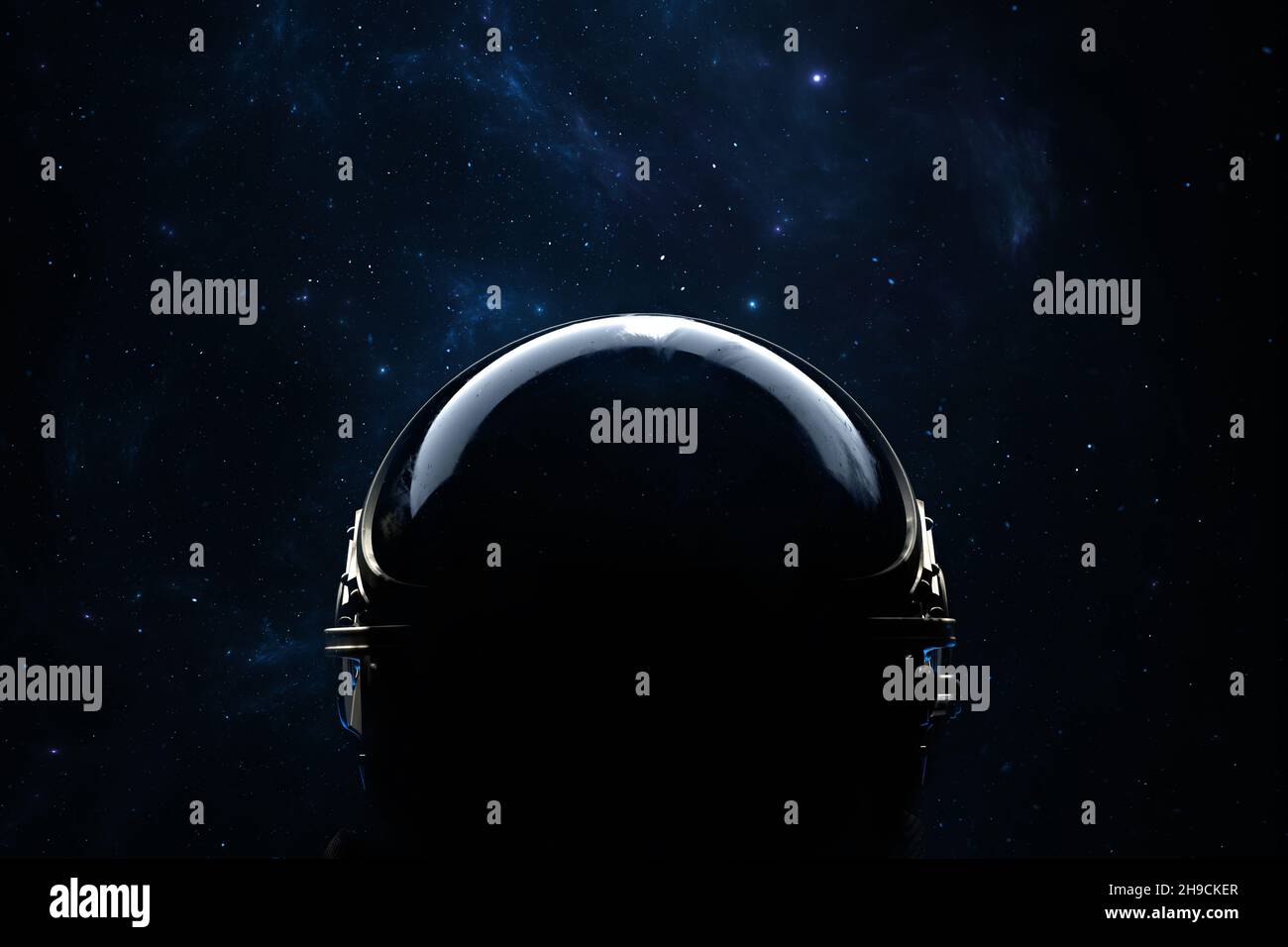 Astronaut helmet is a reflection of stars and galaxies. Space ...