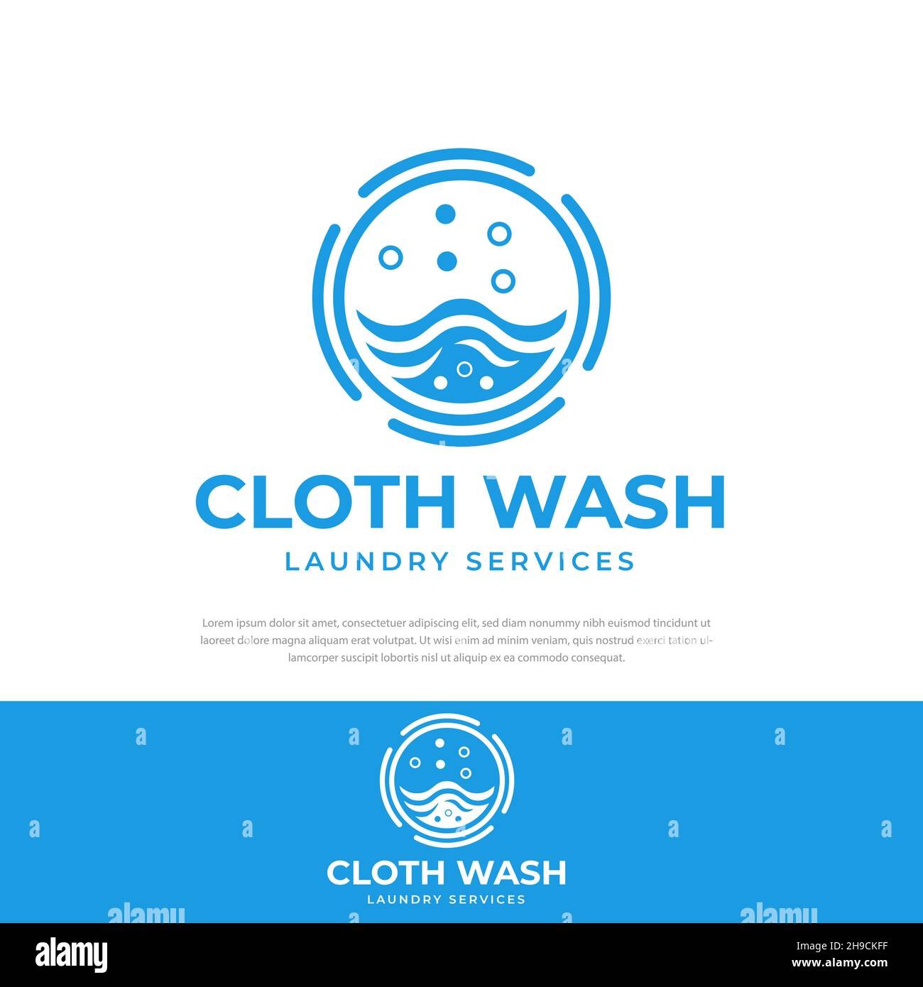 Simple round logo rotating with bubbles. Laundry vector, wash, clean ...