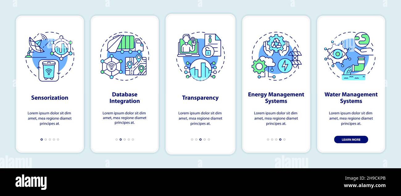 City infrastructure digitalization onboarding mobile app page screen ...
