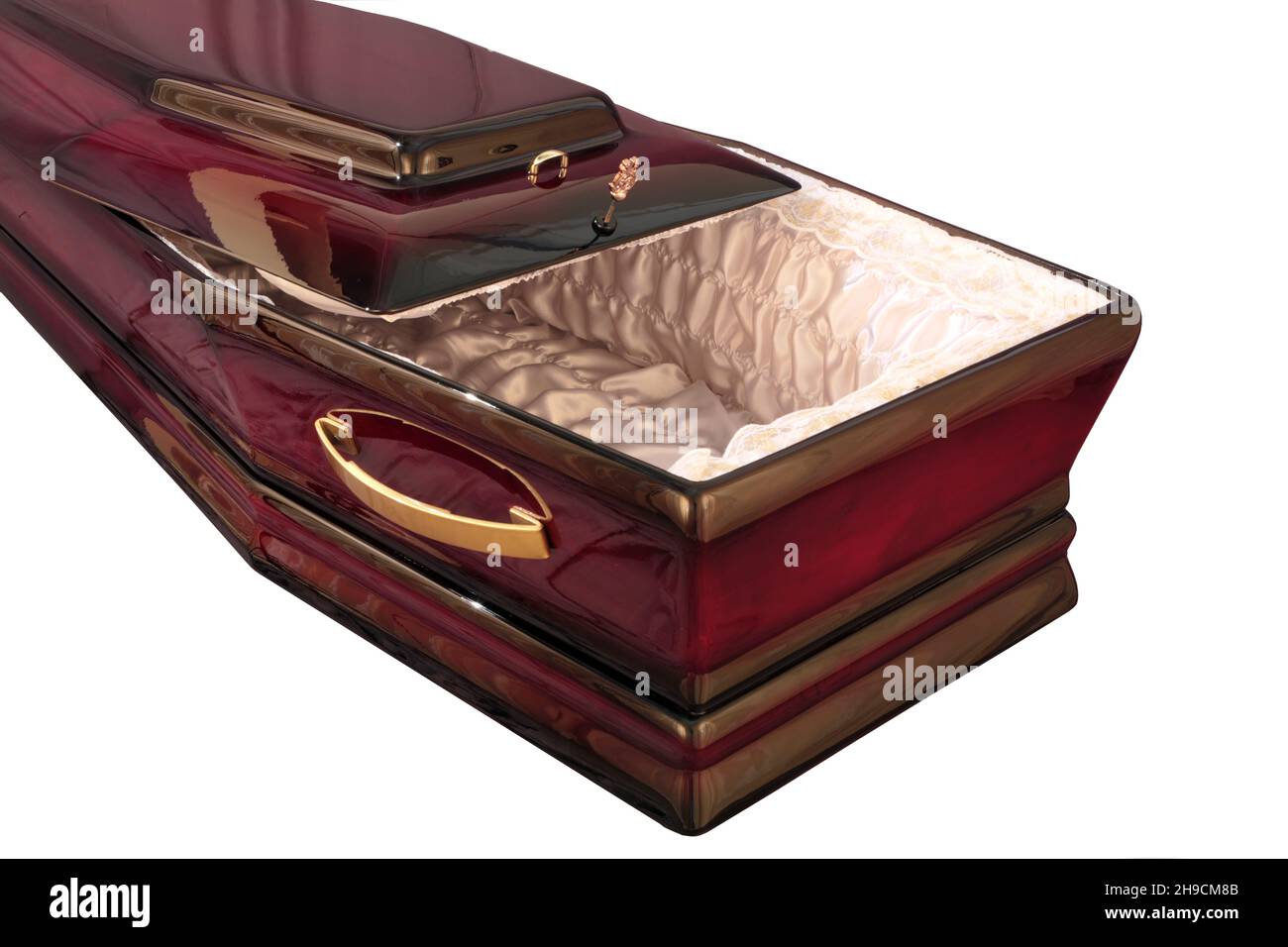 Wooden coffin isolated on white background Stock Photo - Alamy