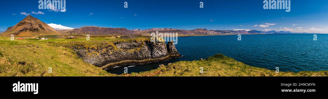 Panorama at the Arnarstapi Cliffs, Snaefellsnes Peninsula, Iceland ...