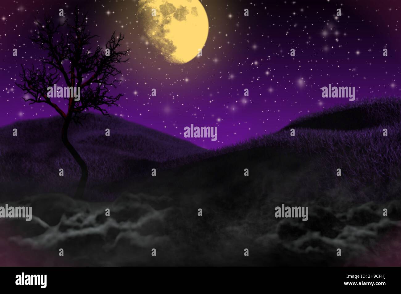 vivid scary night mockup - bokeh background design template 3D ...