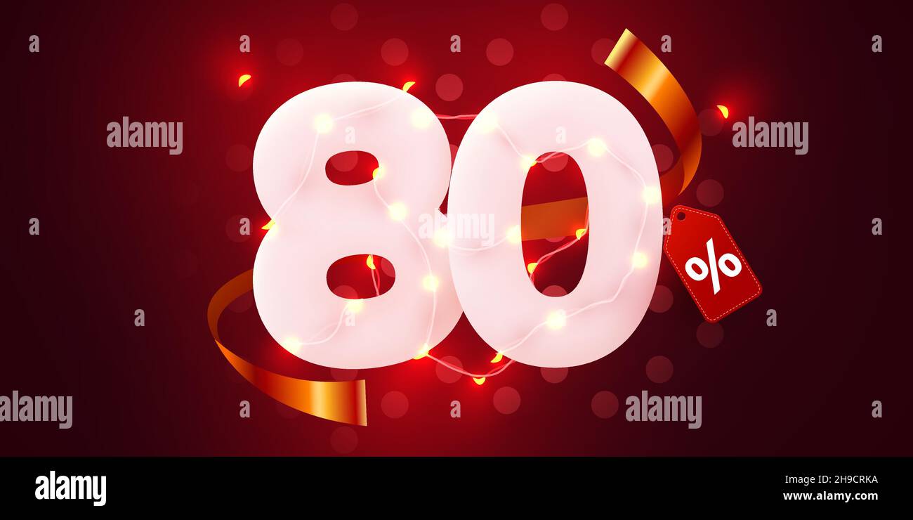 80 percent Off. Discount creative composition. 3d sale symbol with ...