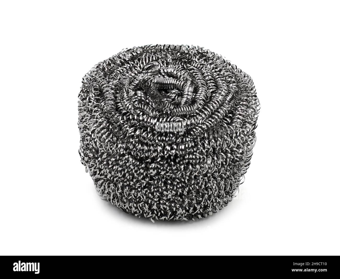 Stainless steel scrubber, metal pot cleaner isolated on white ...