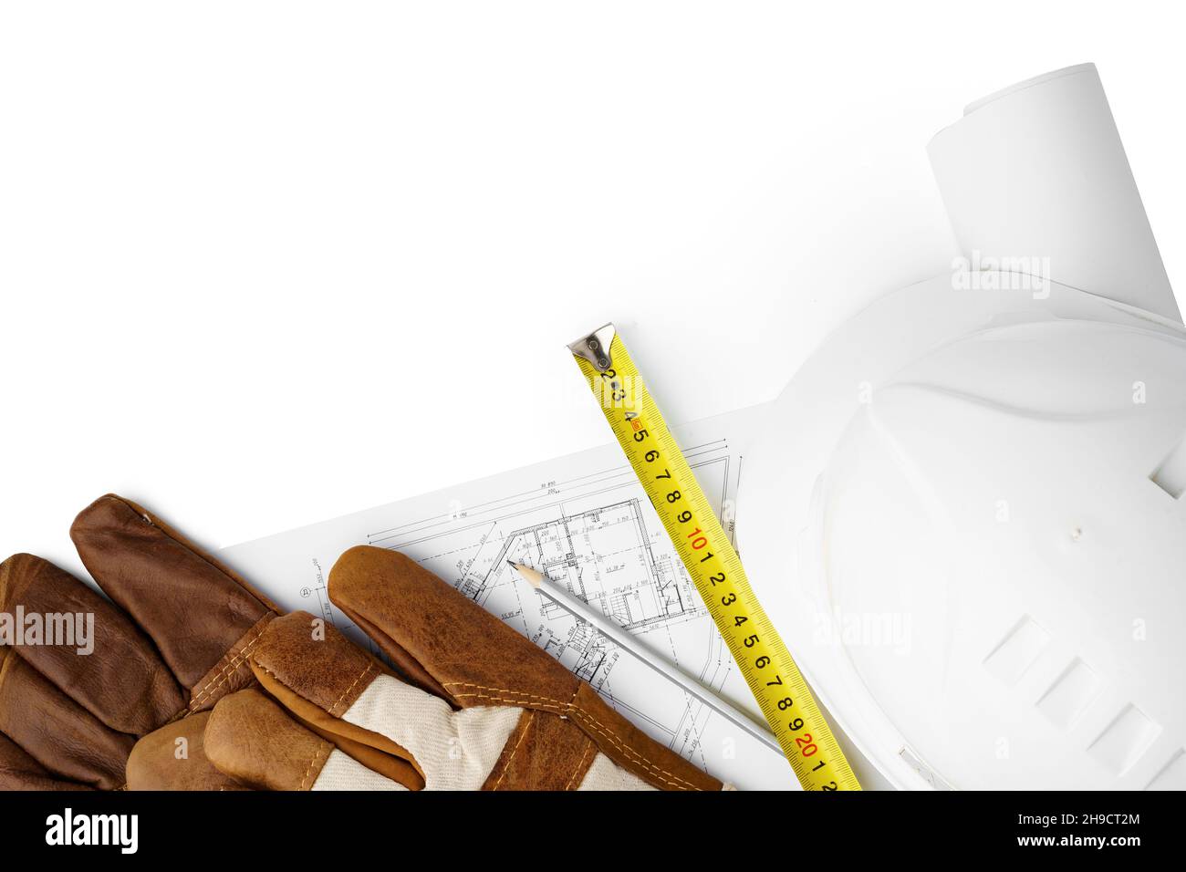 Engineer work tools isolated on white background Stock Photo - Alamy