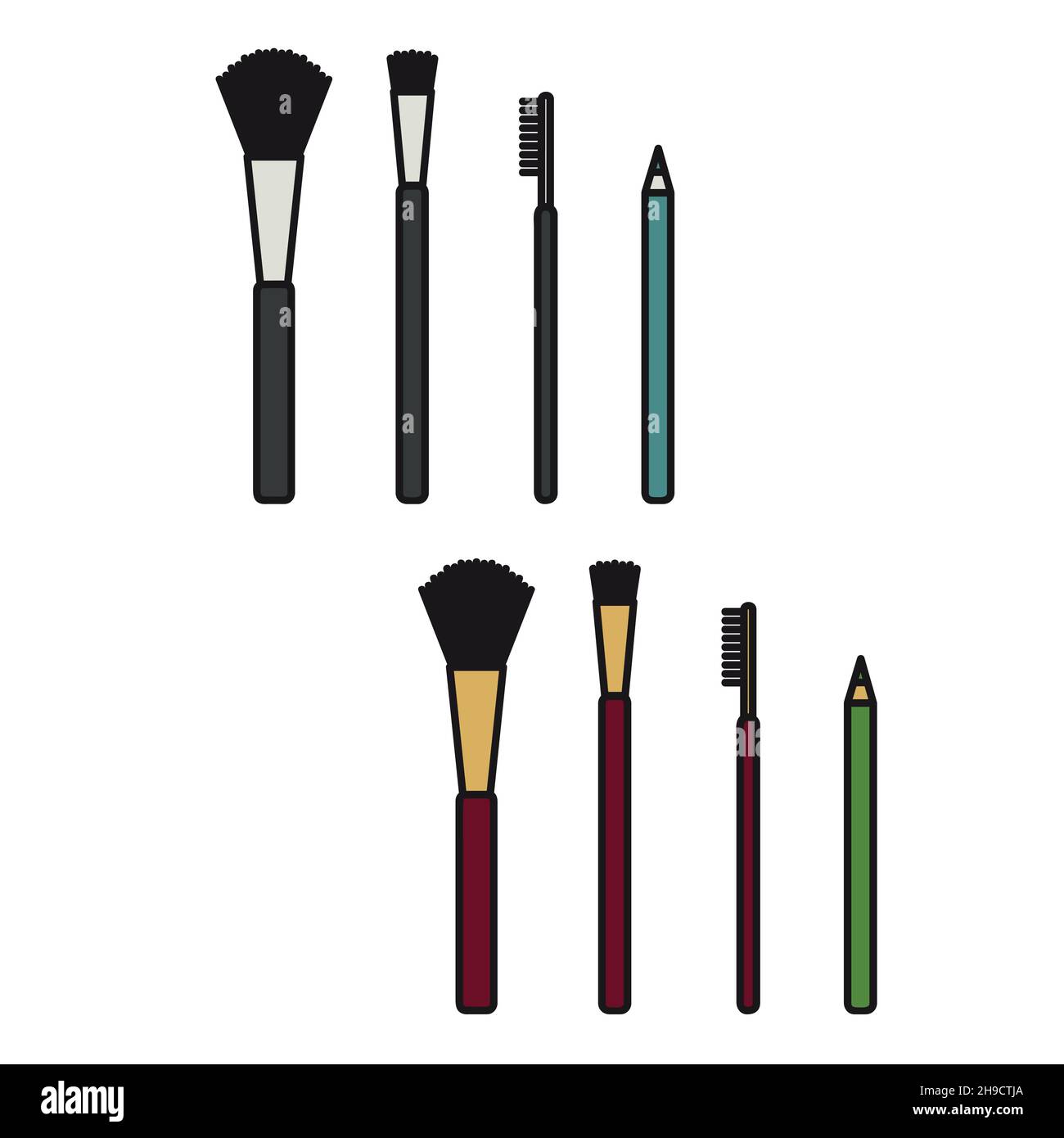 Makeup brushes and eyeliner - vector illustration Stock Vector Image ...