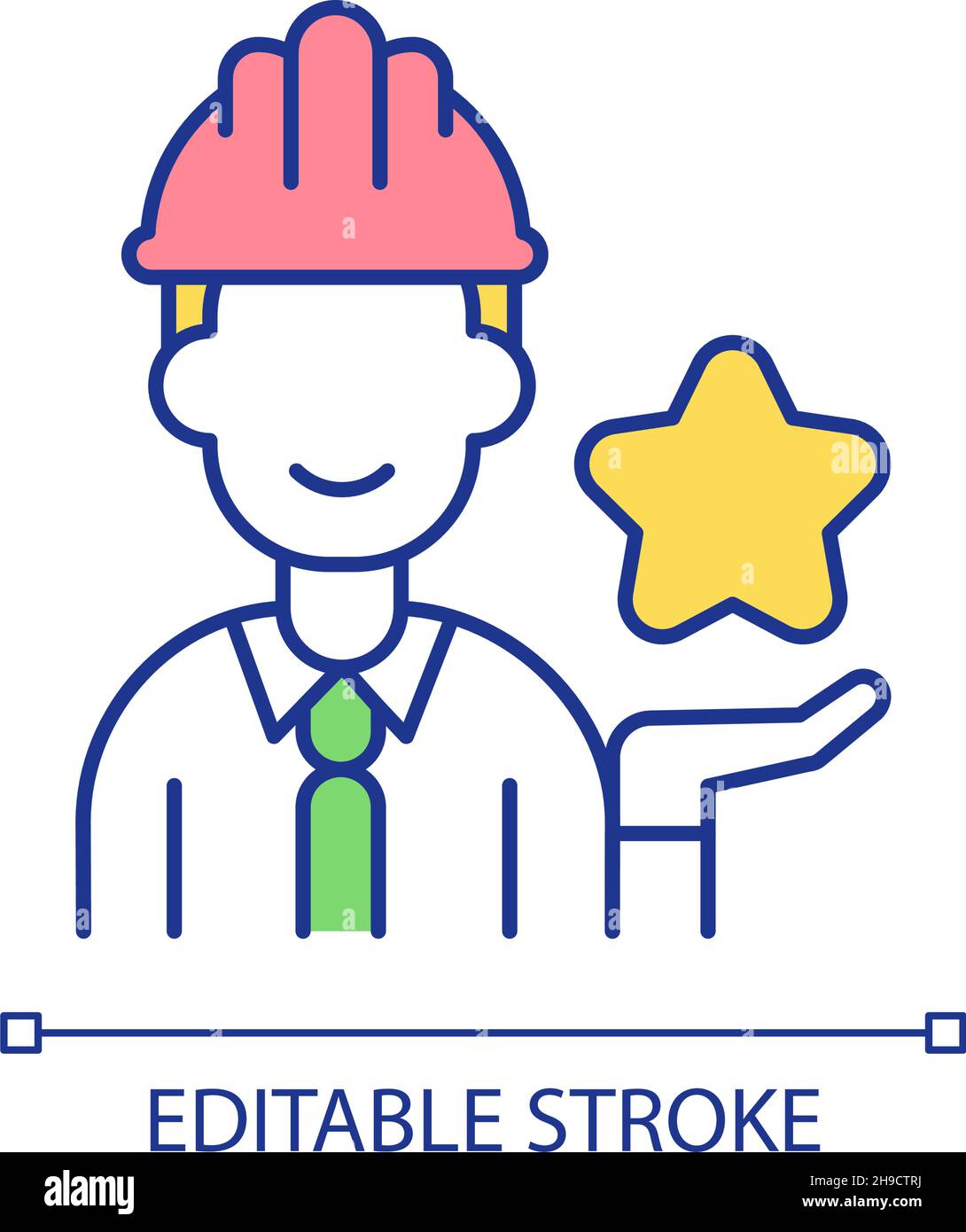 Worker with star RGB color icon Stock Vector Image & Art - Alamy