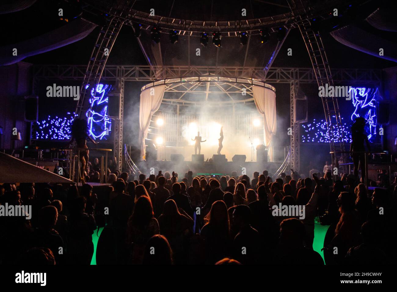 beach club. Night club dj party people enjoy of music dancing sound ...