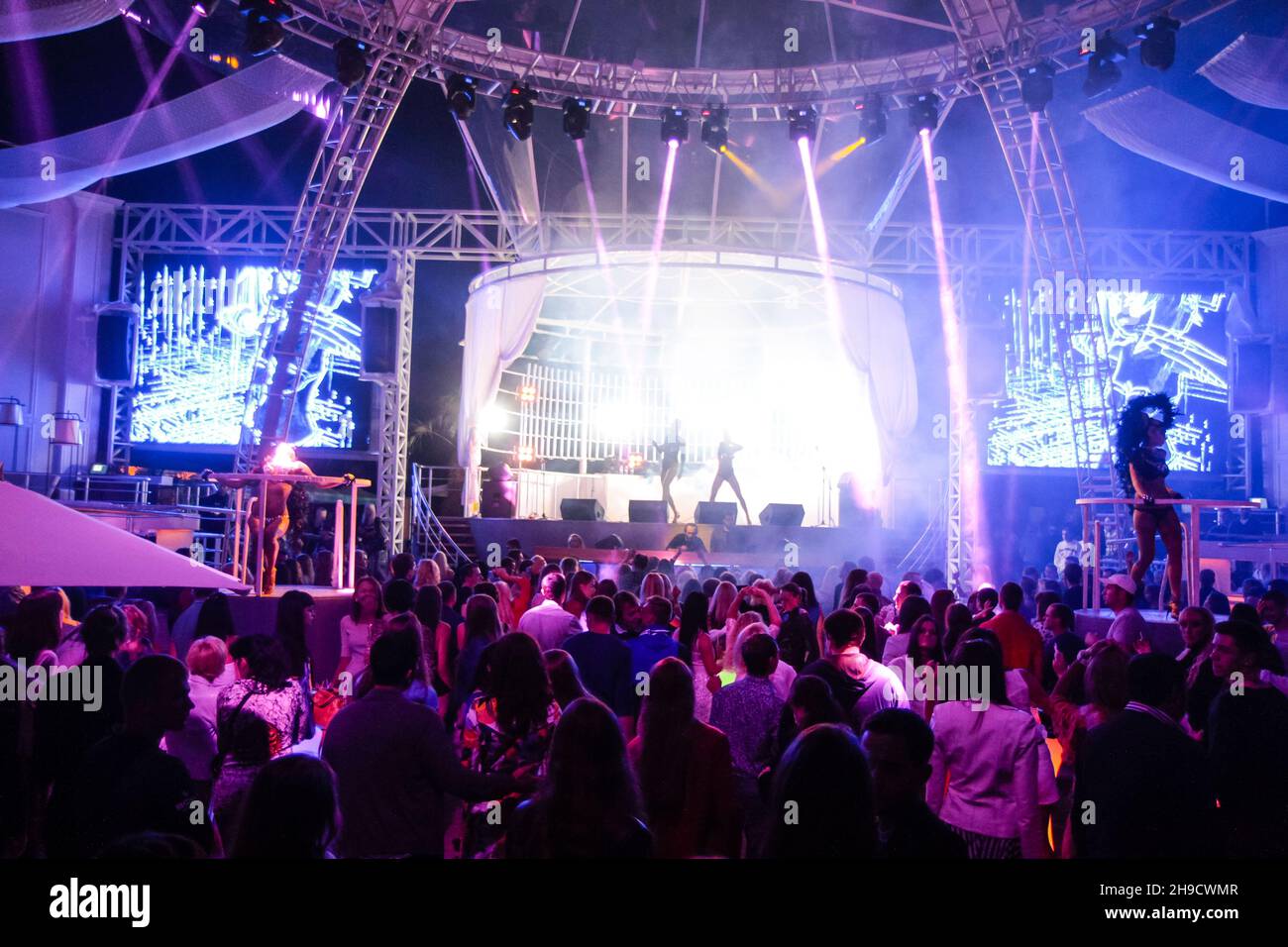 club. Night club dj party people enjoy of music dancing sound with ...