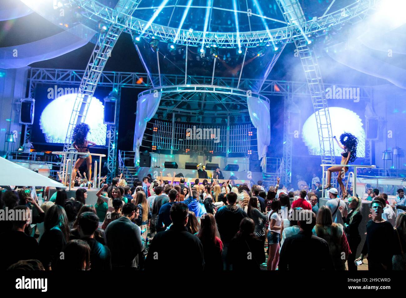 Club dj raised arms hi-res stock photography and images - Alamy