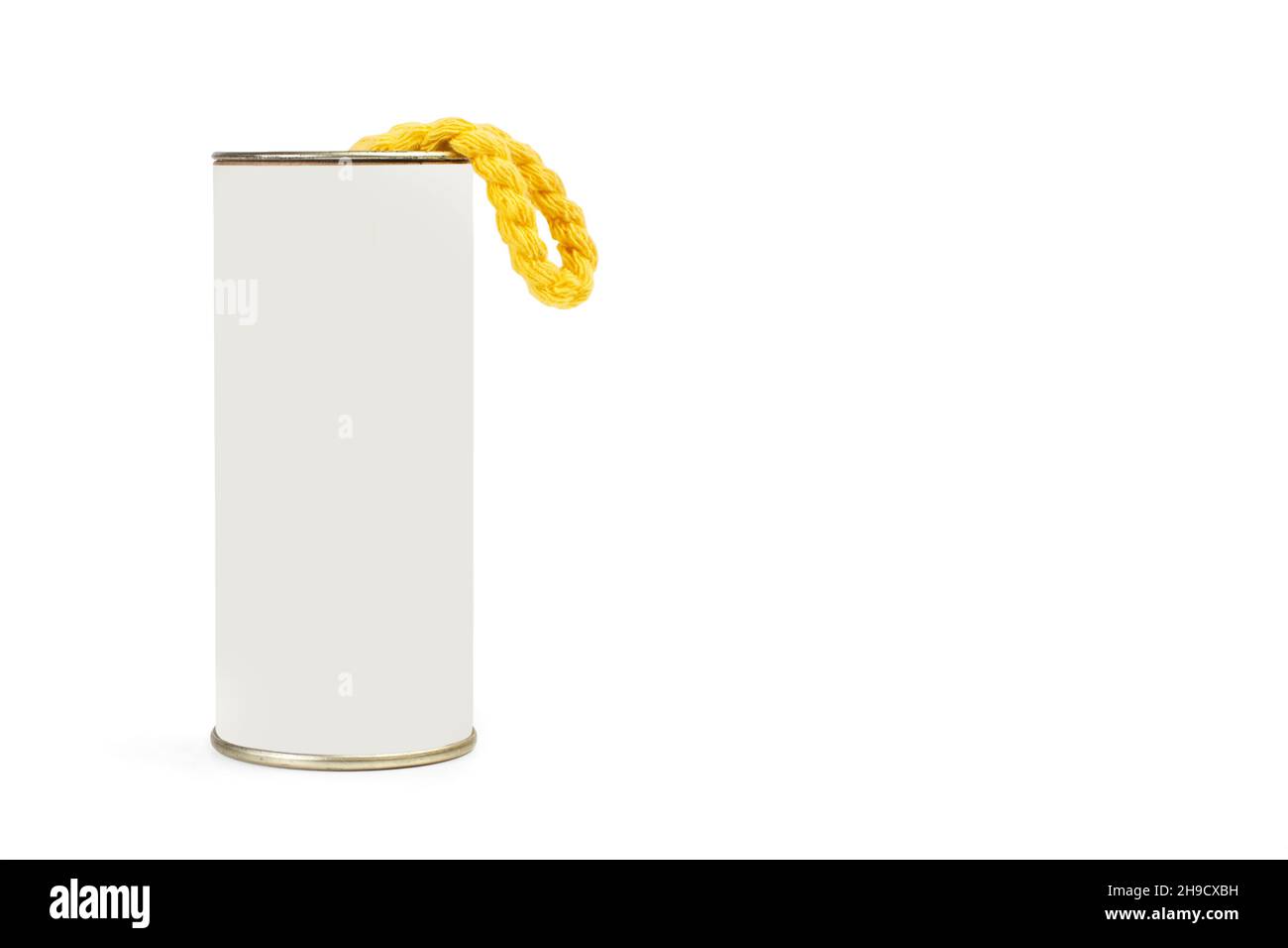 White cardboard cylinder container for storage bottles on a white ...