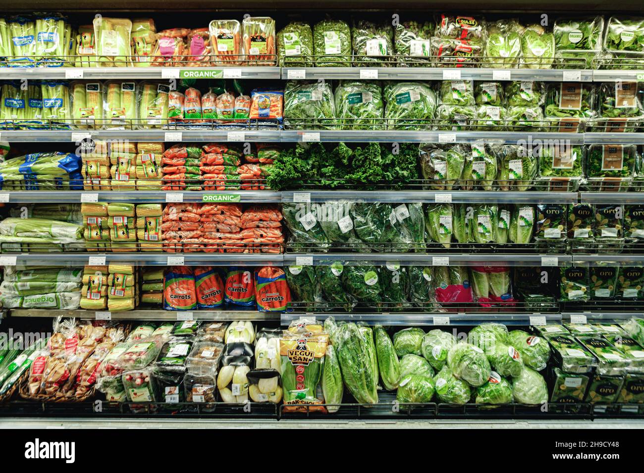 DUBAI, UAE - MARCH 15, 2021: Supermarket vegetable showcase in the Mall ...