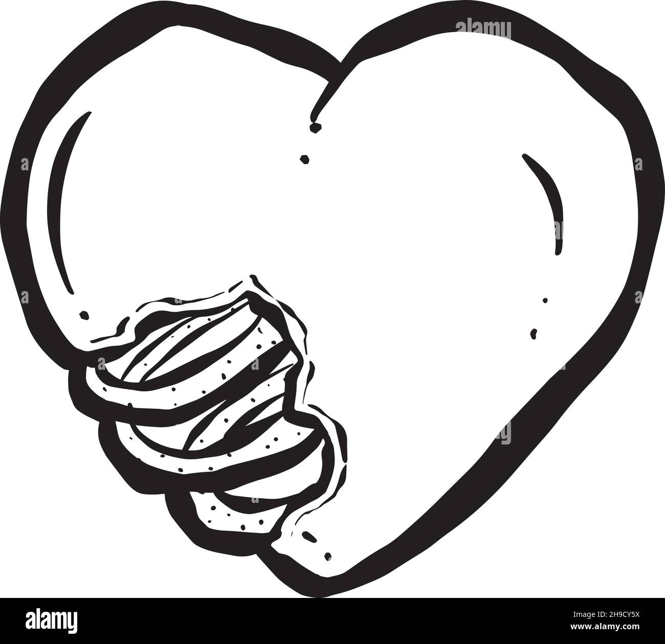 Dead Zombie Hearts Cartoon Illustrations with Stitches and Brains and ...