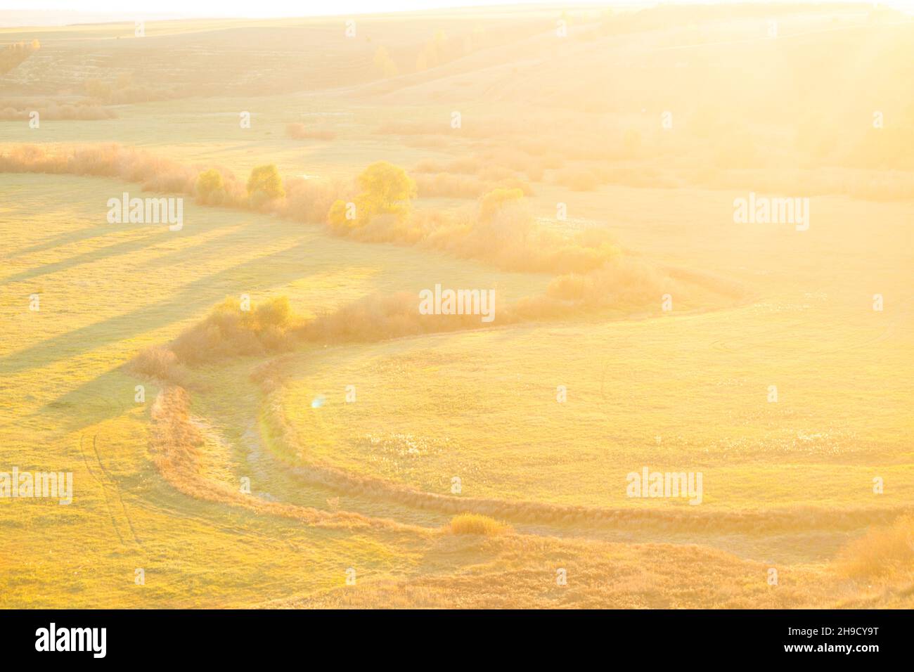 Autumn landscape with river. view from a high point Stock Photo - Alamy