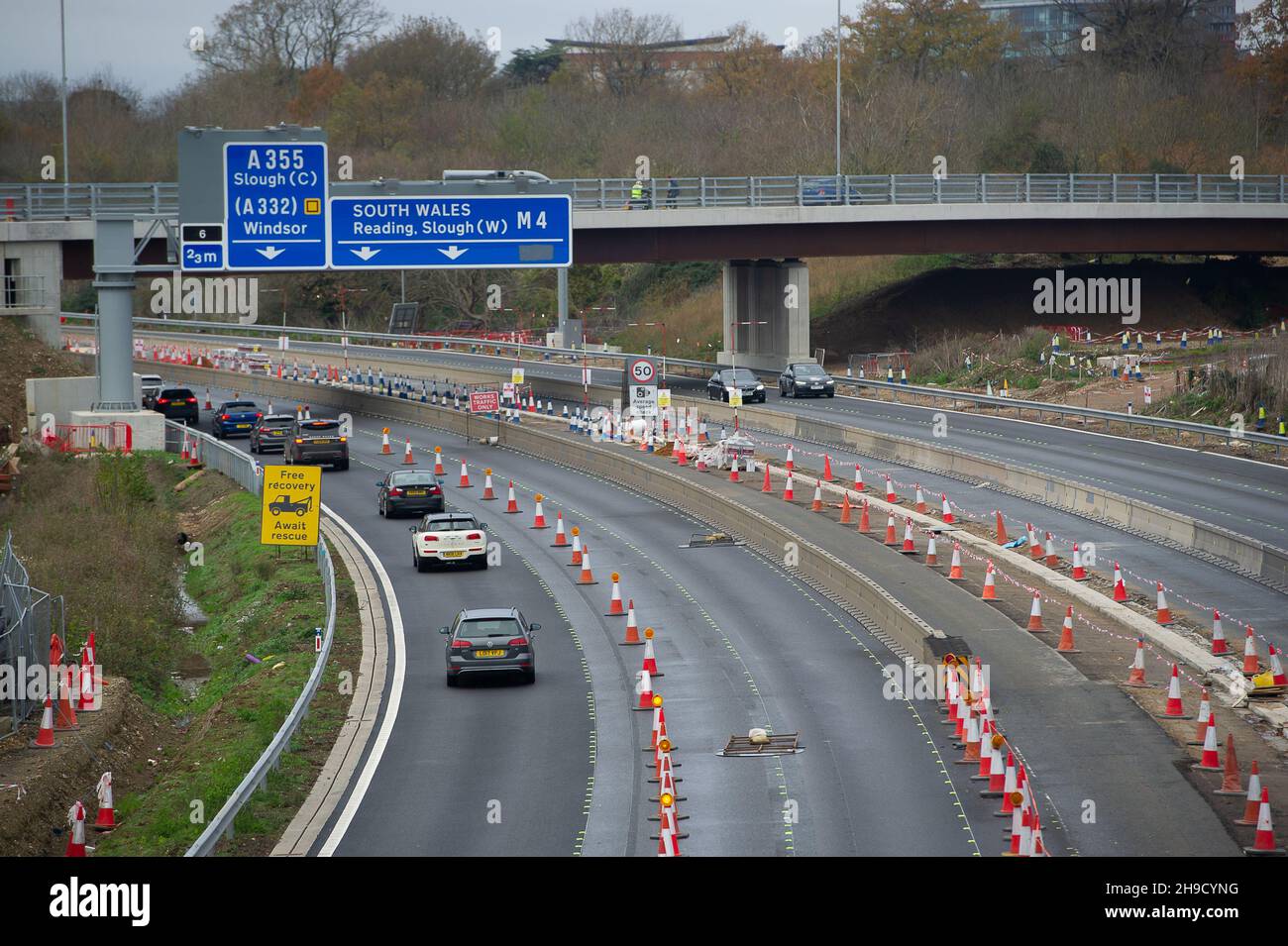 Slough, Berkshire, UK. 5th December, 2021. The M4 is being upgraded to ...