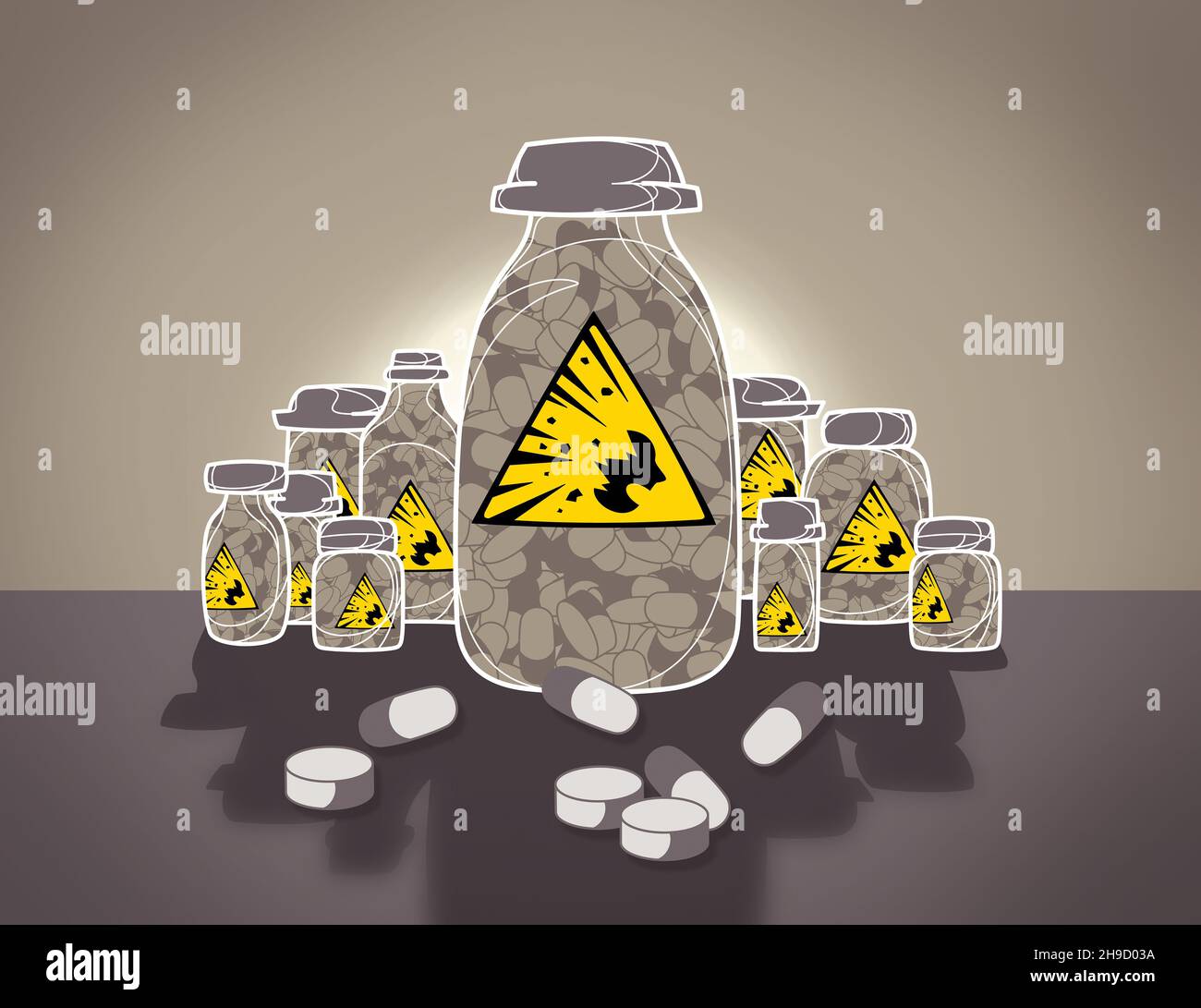 Creative concept : Danger of drug abuse. Overconsumption of drugs ...