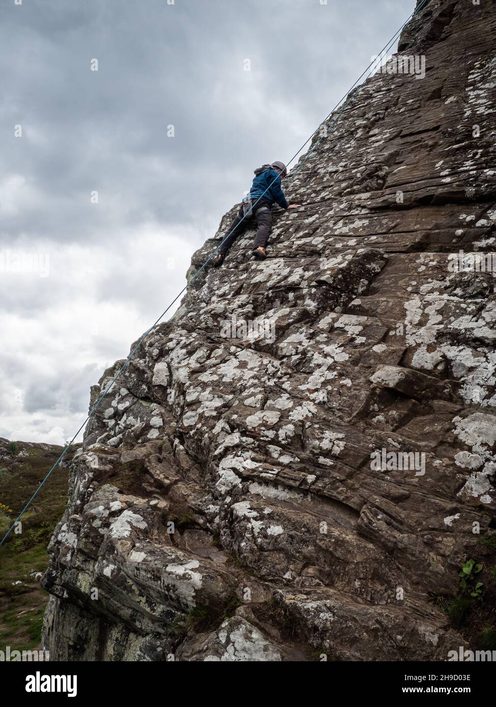Climbers at Kingussie Crag, Cairngorms National Park, Scotland, UK ...