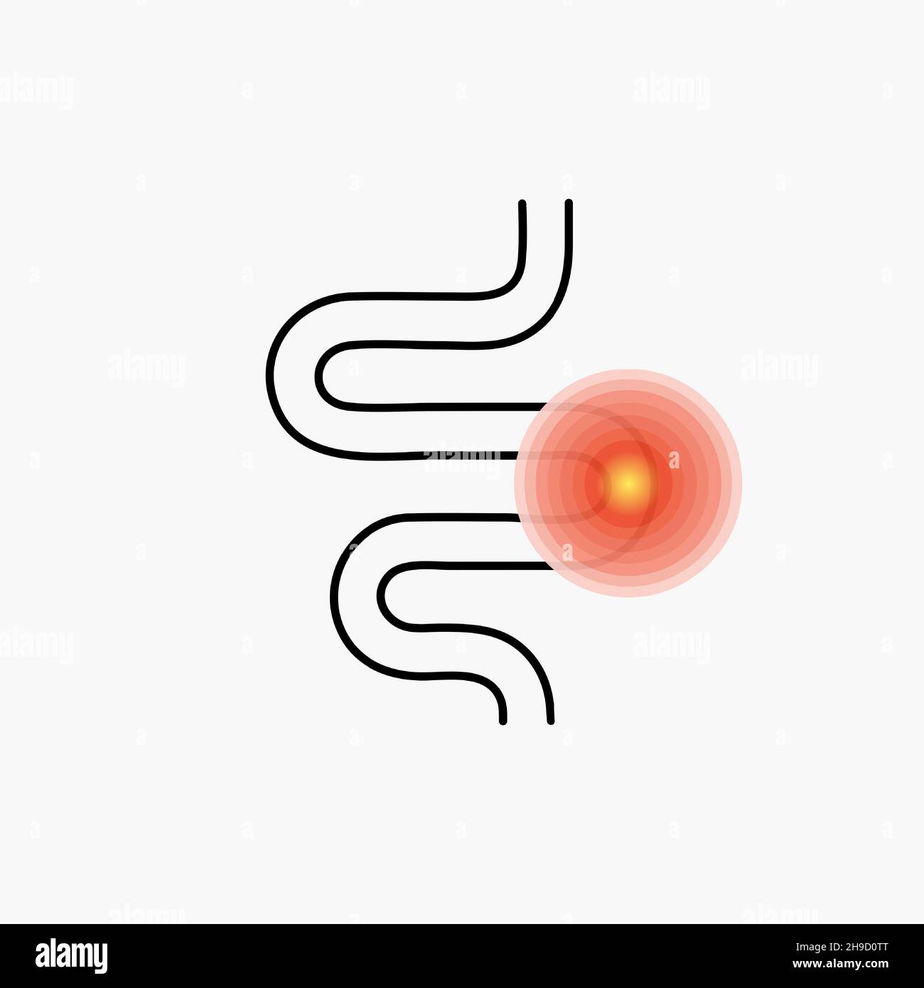 Intestine health. Icon of constipation, colitis, inflammation and pain ...