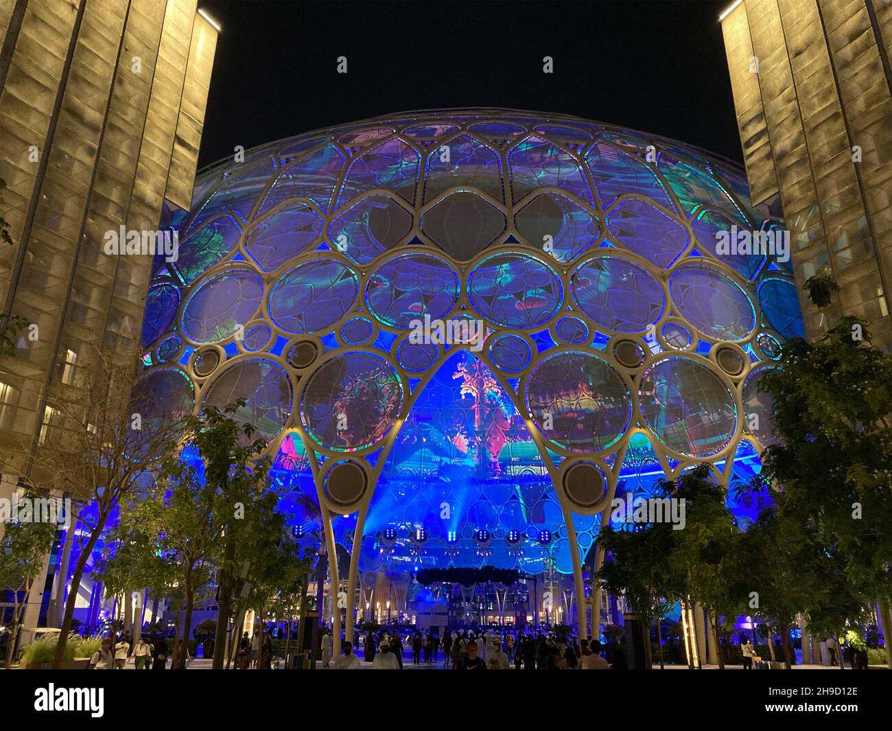 UAE, Dubai - November 28, 2021: Alley in front of entrance to World ...