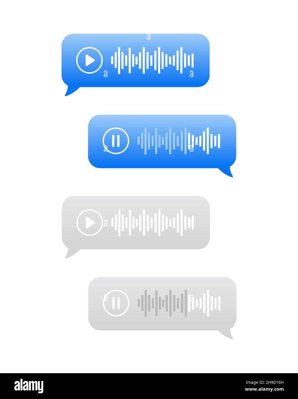 Set voice messages icon with sound wave. Sms template bubbles for ...