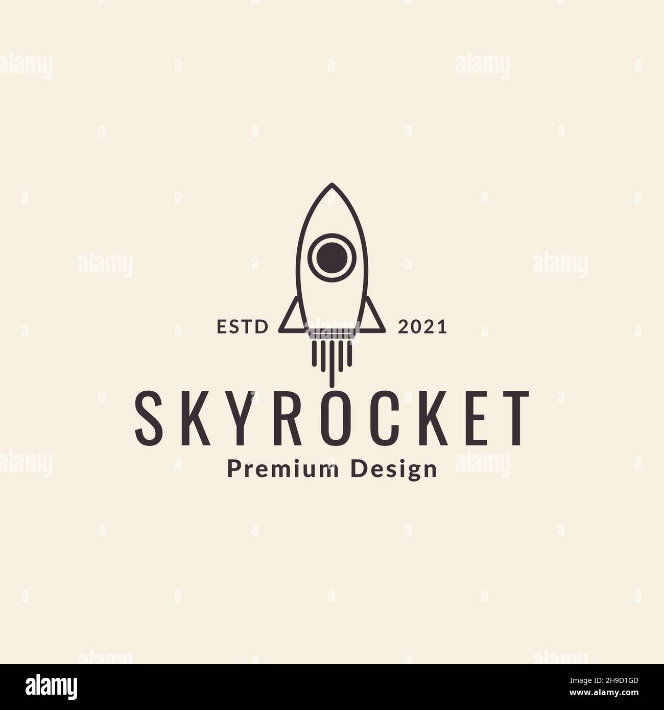 line rocket up hipster simple logo symbol icon vector graphic design ...