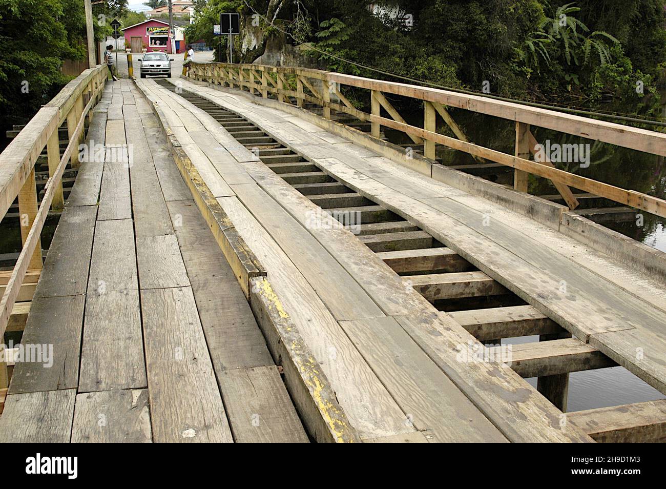 Wooden road bridge on a Brazilian coastal road Stock Photo - Alamy