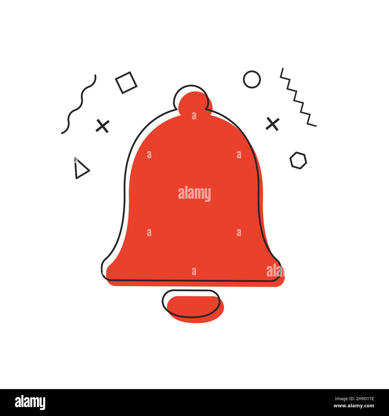 Notification bell icon with geometric shapes on white background. Alarm ...
