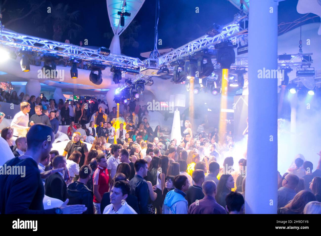 Odessa, Ukraine September 1, 2013: Ibiza night club. Night club dj ...
