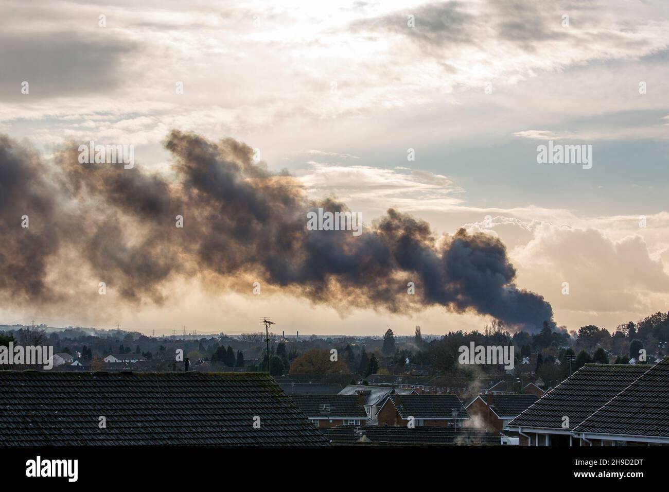 Kidderminster, UK, 6th December, 2021. A second massive fire in ...