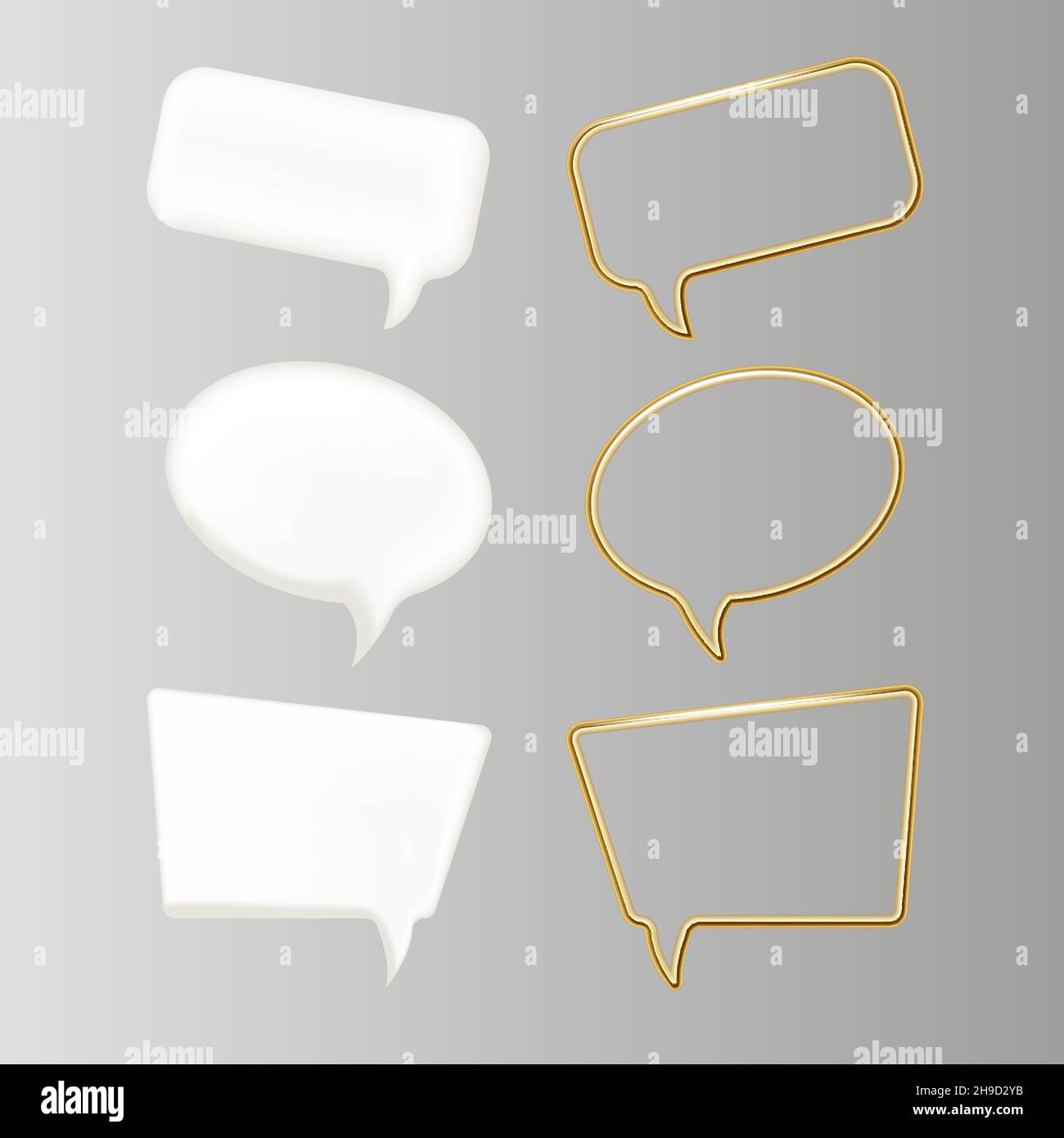 Set of white and golden speech bubble. Dialogue concept design Stock ...