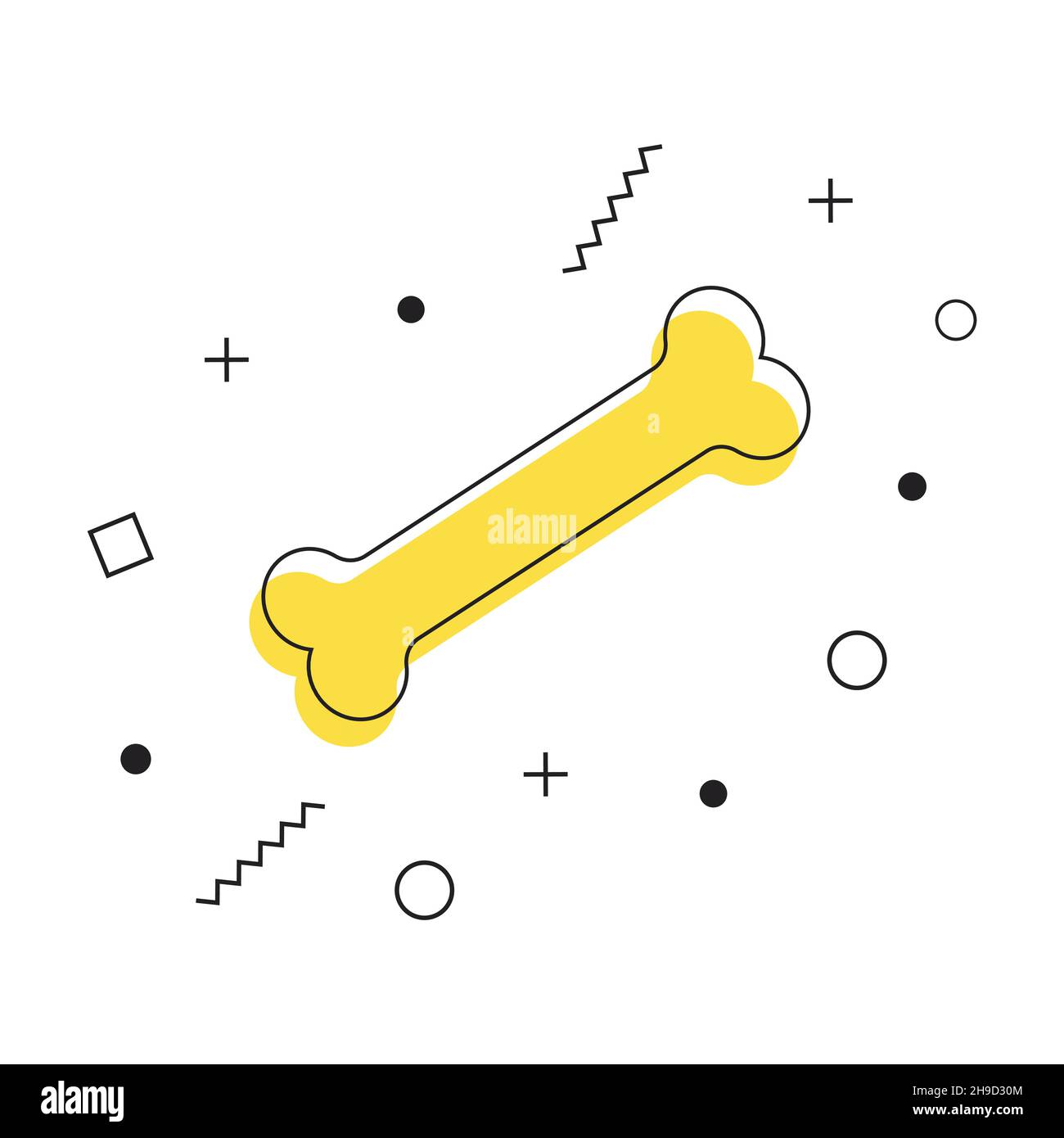 Dog bone icon with geometric shapes on white background. Business ...