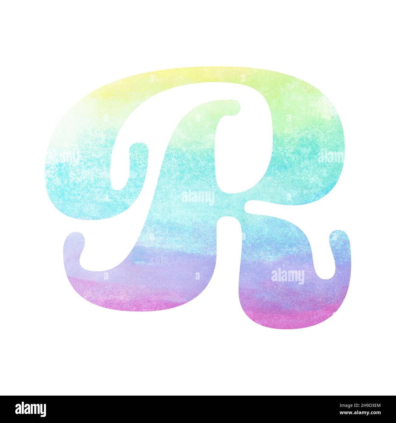Illustration of a watercolor letter R isolated on white background ...